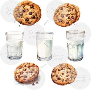 Watercolor Milk and Cookies Clipart Cookies and A Glass of Milk Clipart ...