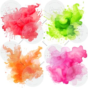 Watercolor Neon Color Splash Clipart PNG Paint Splatter Clipart Alcohol ...