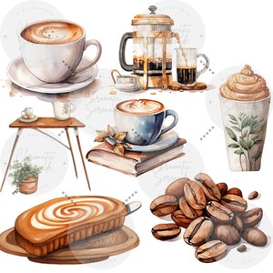 Watercolor Coffee Clipart, Cafe Clipart, Espresso Clipart, Cute Coffee ...