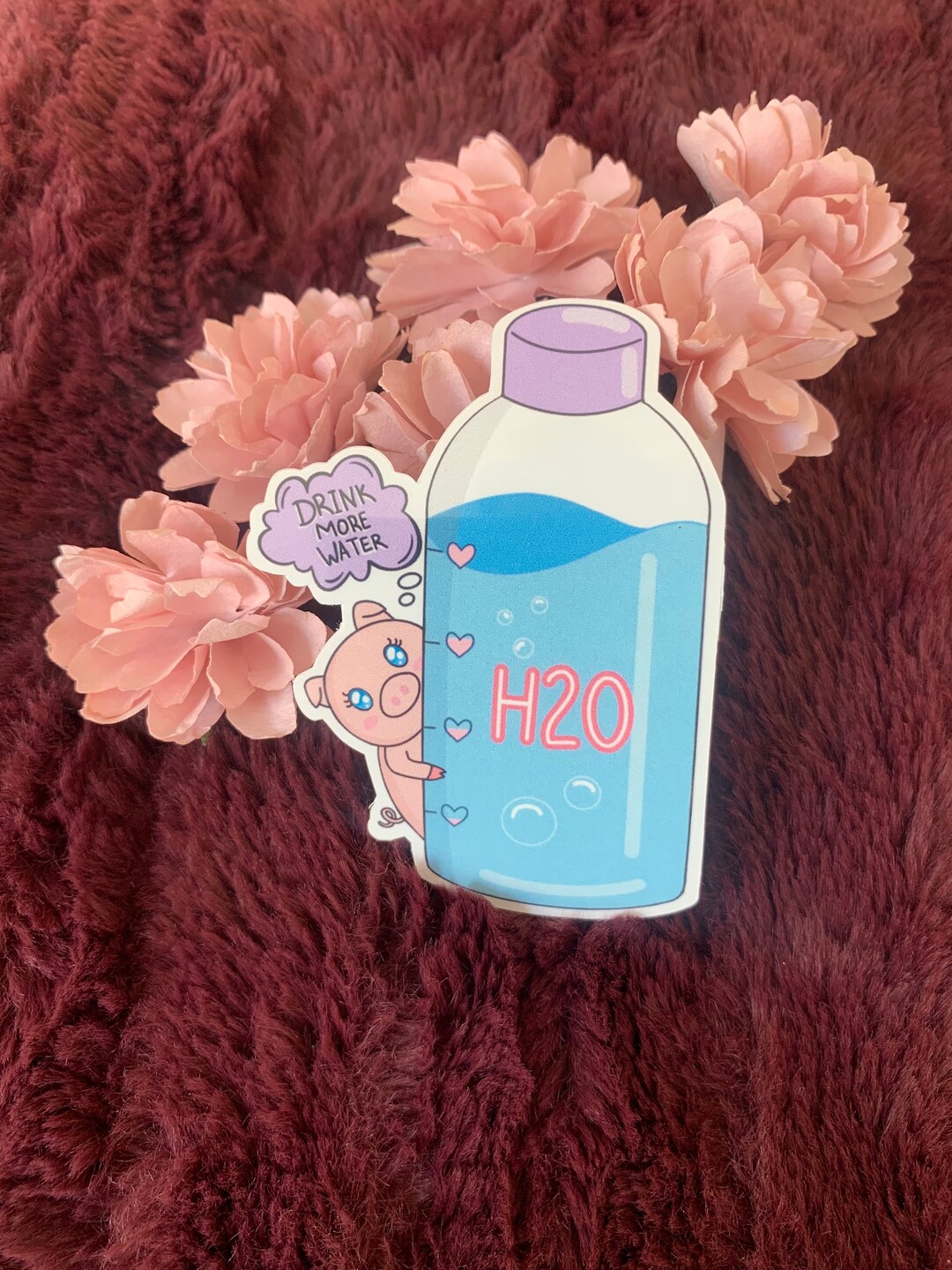 H2O Drink Water Pig Sticker - Etsy