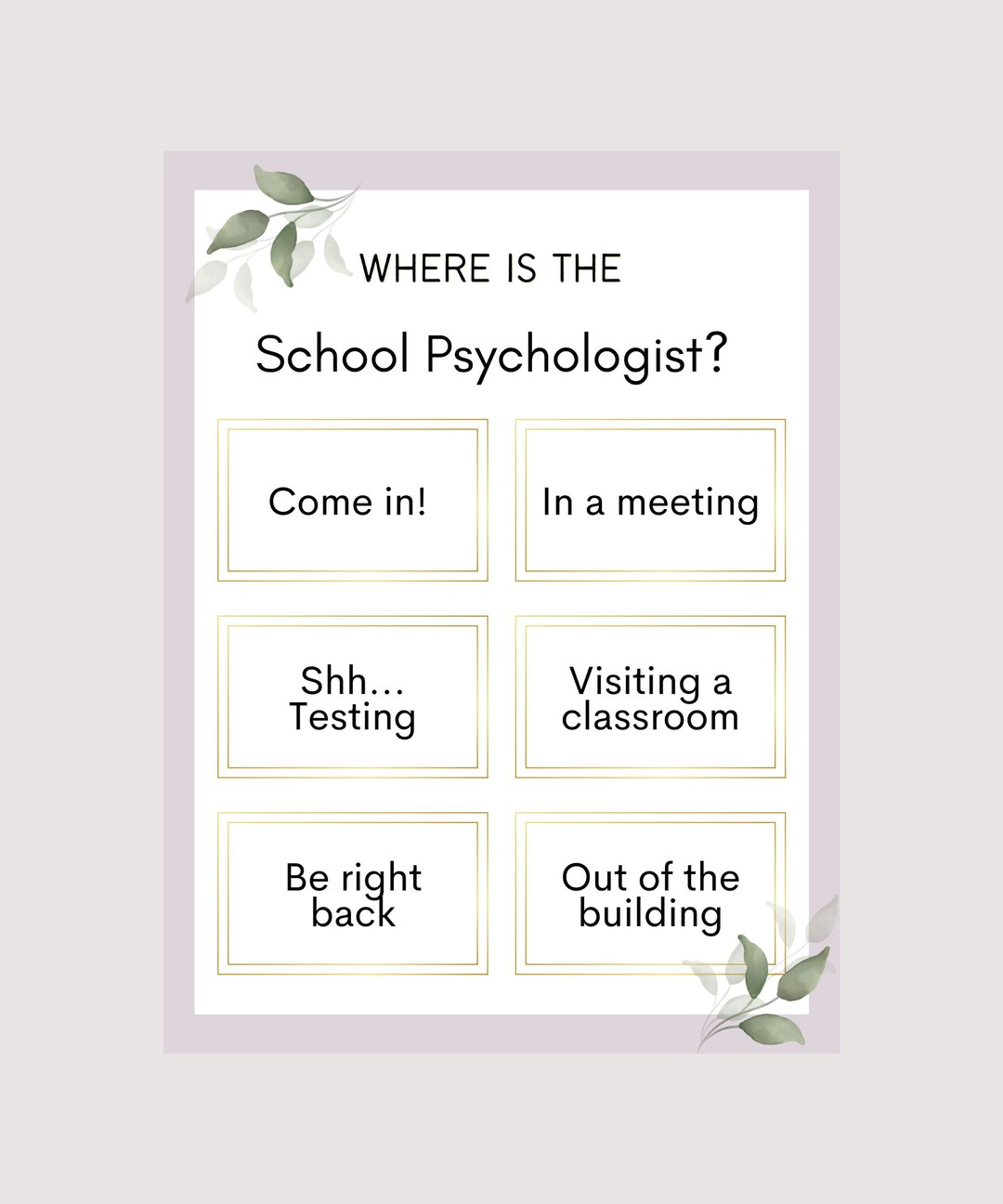 Where is the School Psychologist?- Printable Door Sign- Instant ...
