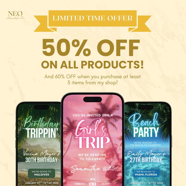 Girls Trip Itinerary, Birthday Weekend Digital Video Invitation, Pink ...