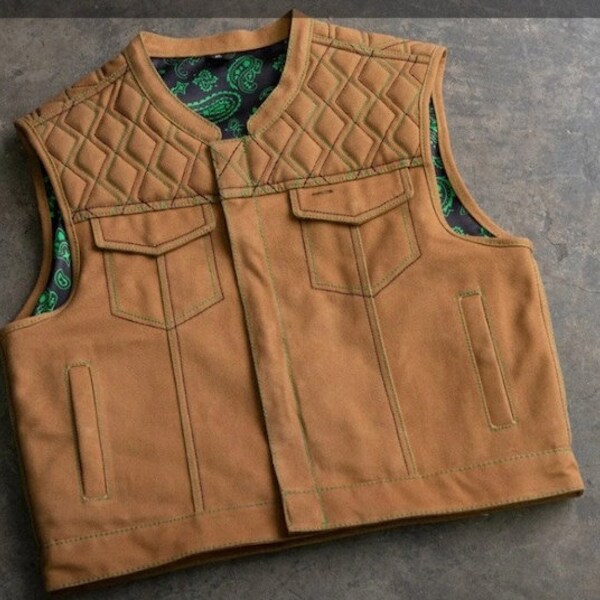 Motorcycle Canvas Vest for Men - Etsy