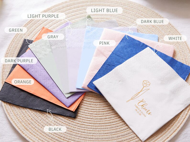 Personalised Cocktail Napkins, Customized Gold and Silver Foil Wedding ...