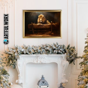 Lion of Judah & Manger Oil Painting | Manger DOWNLOADABLE Art | Church ...