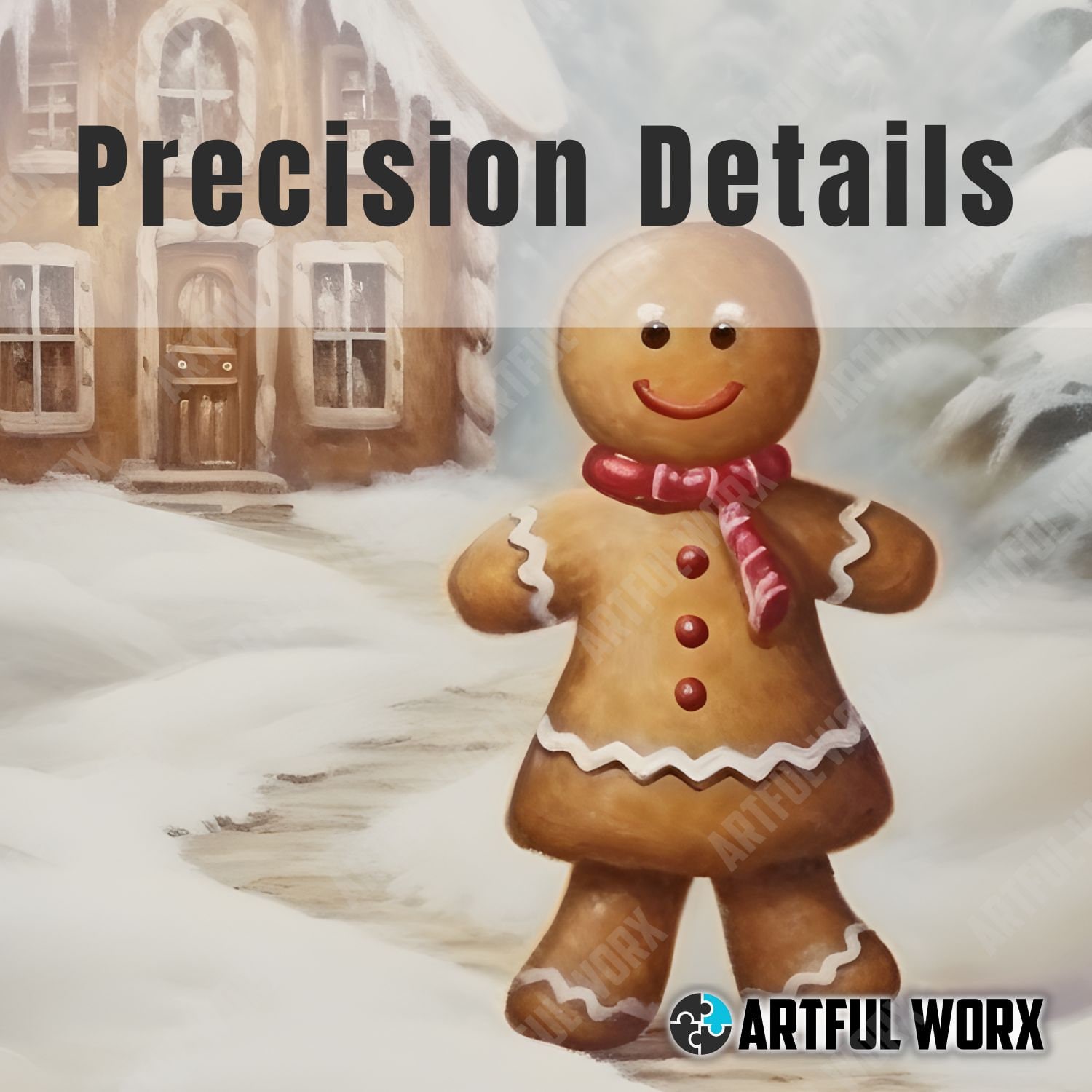 Cute Vintage Christmas Gingerbread Man Wall Art Christmas Oil Painting ...