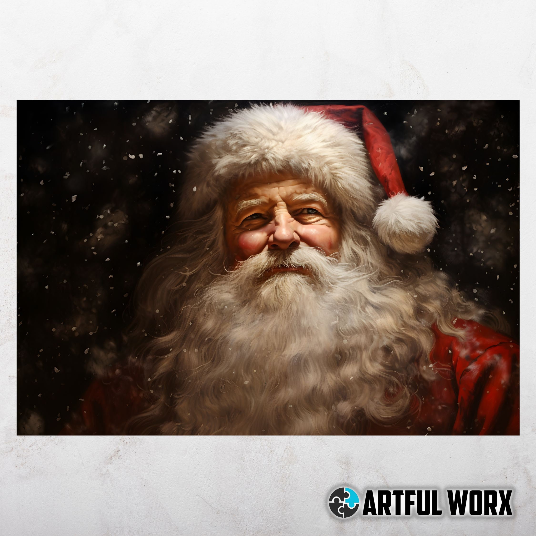 Vintage Santa Oil Painting Print Moody Christmas Art Digital Print ...