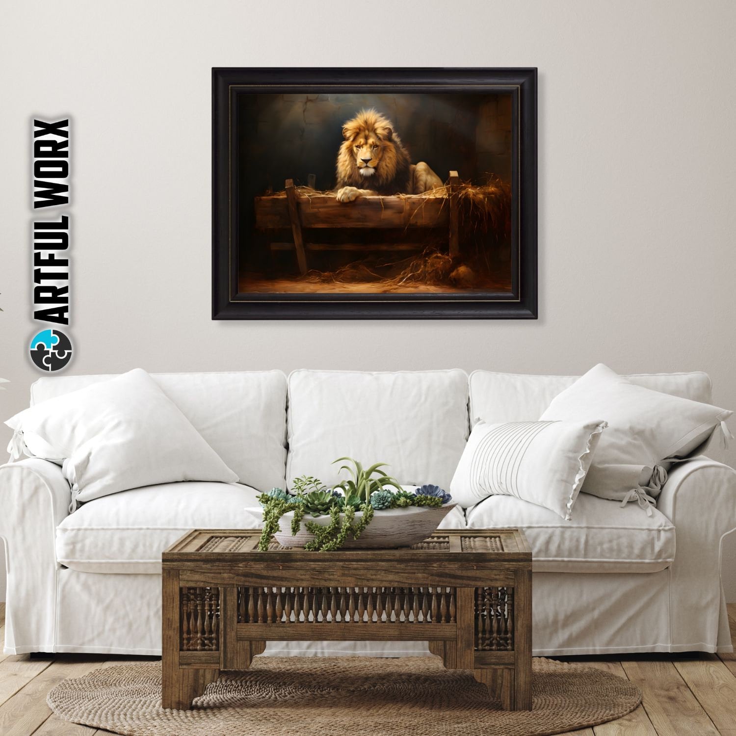 Lion of Judah & Manger Oil Painting | Manger DOWNLOADABLE Art | Church ...
