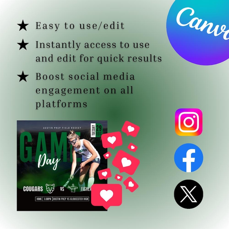 Customizable Game Day Social Media Canva Template (canva Pro Required ...