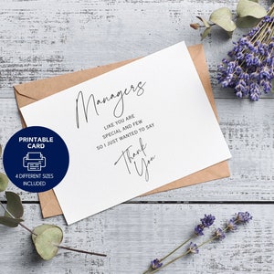 Printable Card Manager Thank You, Boss Appreciation Gift Retirement ...