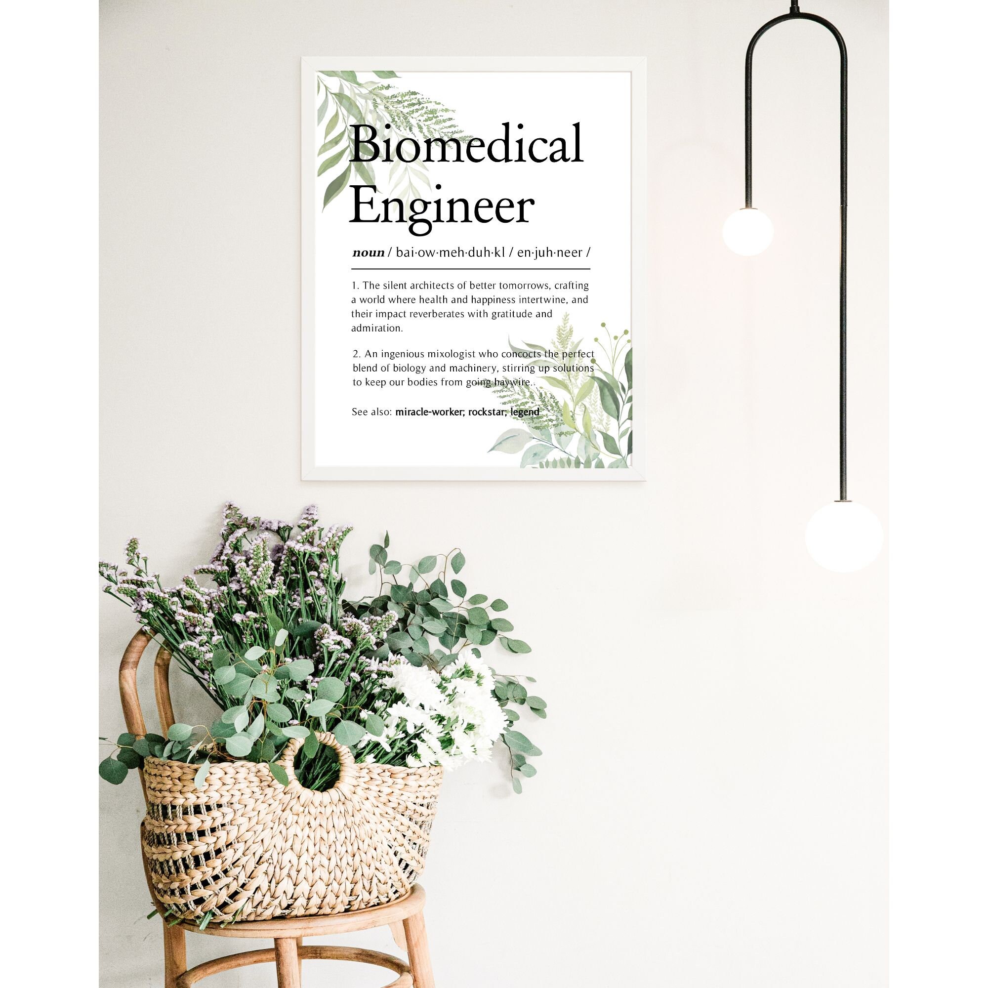 Biomedical Engineer Definition Wall Art Motivational Print for Women ...