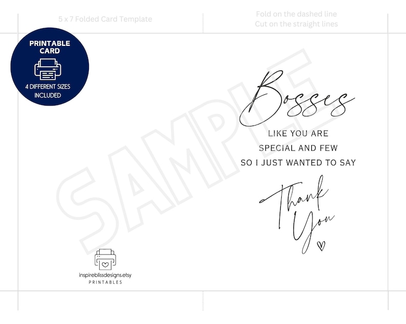 Printable Card Boss Thank You, Boss Day Appreciation Gift Retirement ...