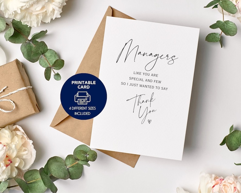 Printable Card Manager Thank You, Boss Appreciation Gift Retirement ...