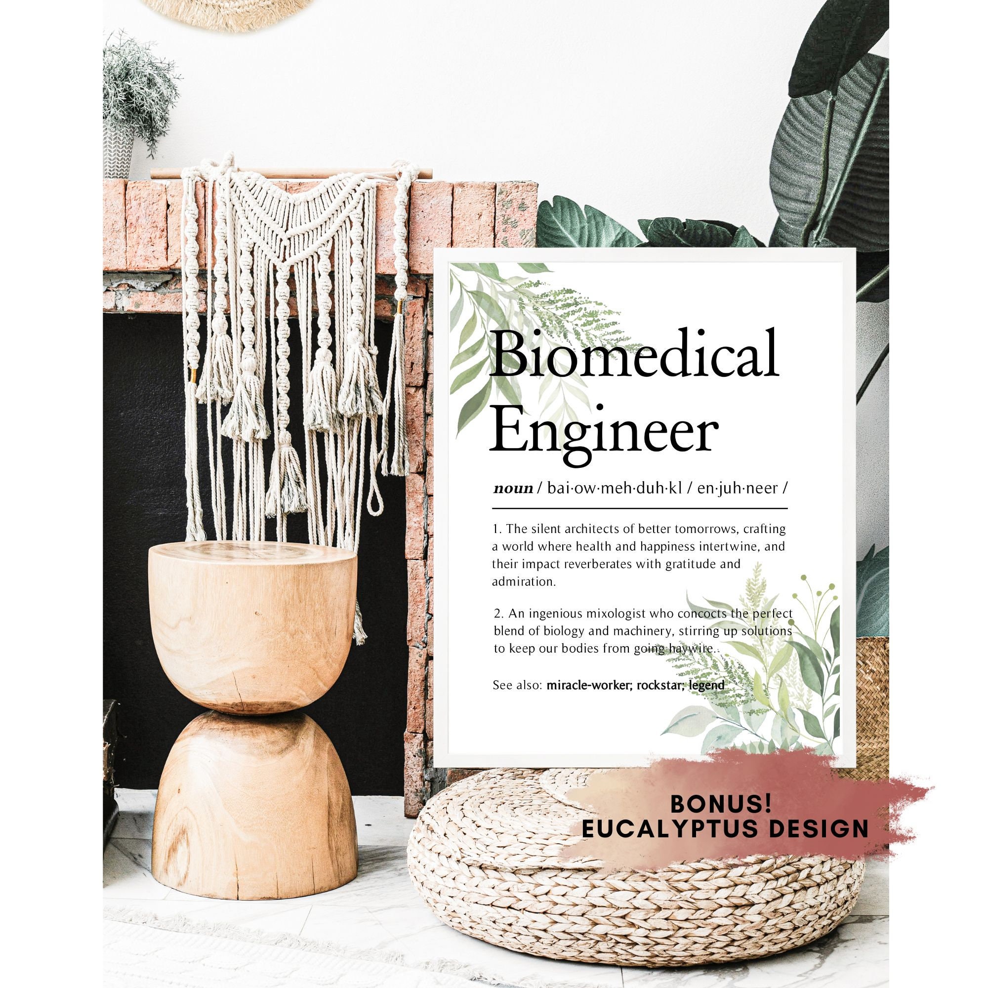 Biomedical Engineer Definition Wall Art Motivational Print for Women ...