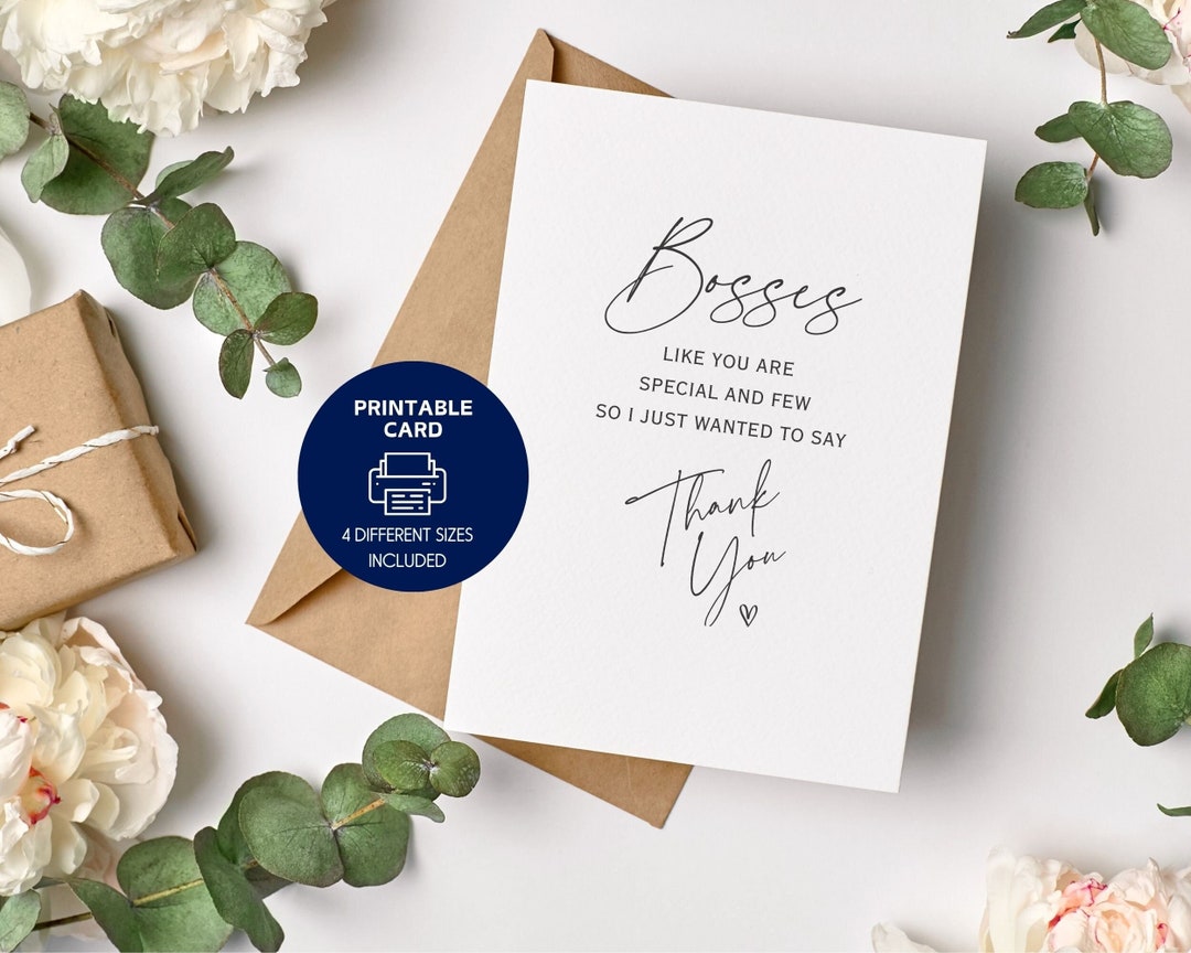 Printable Card Boss Thank You, Boss Day Appreciation Gift Retirement ...
