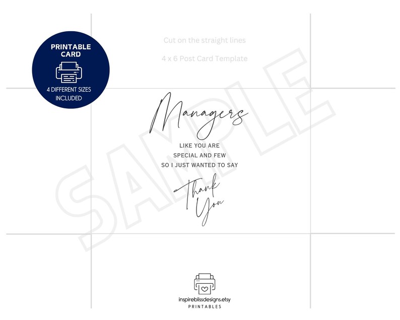 Printable Card Manager Thank You, Boss Appreciation Gift Retirement ...