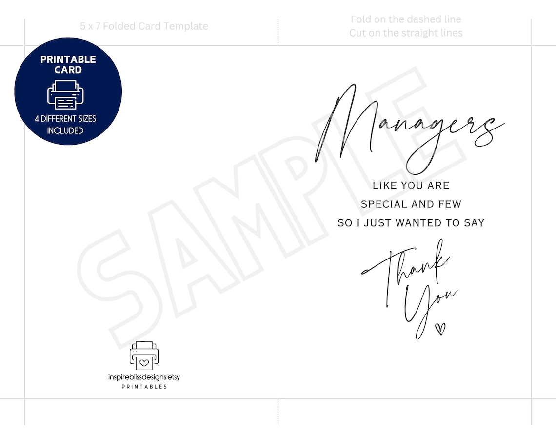 Printable Card Manager Thank You, Boss Appreciation Gift Retirement ...