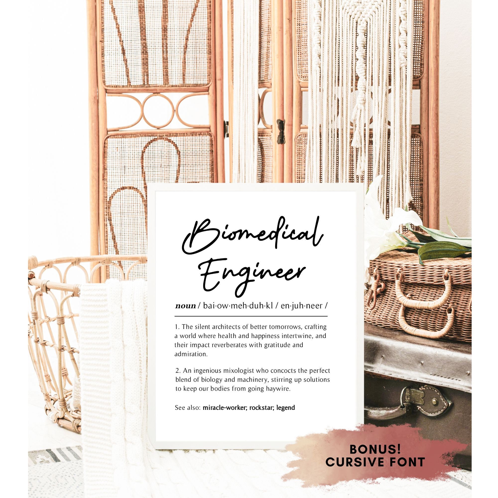 Biomedical Engineer Definition Wall Art Motivational Print for Women ...