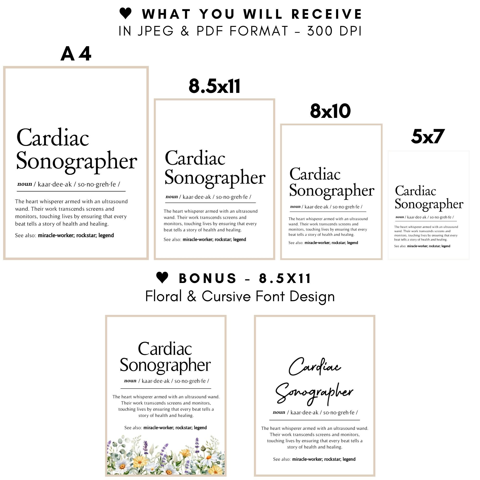 Cardiac Sonographer Definition Print Medical Sonography Gifts ...