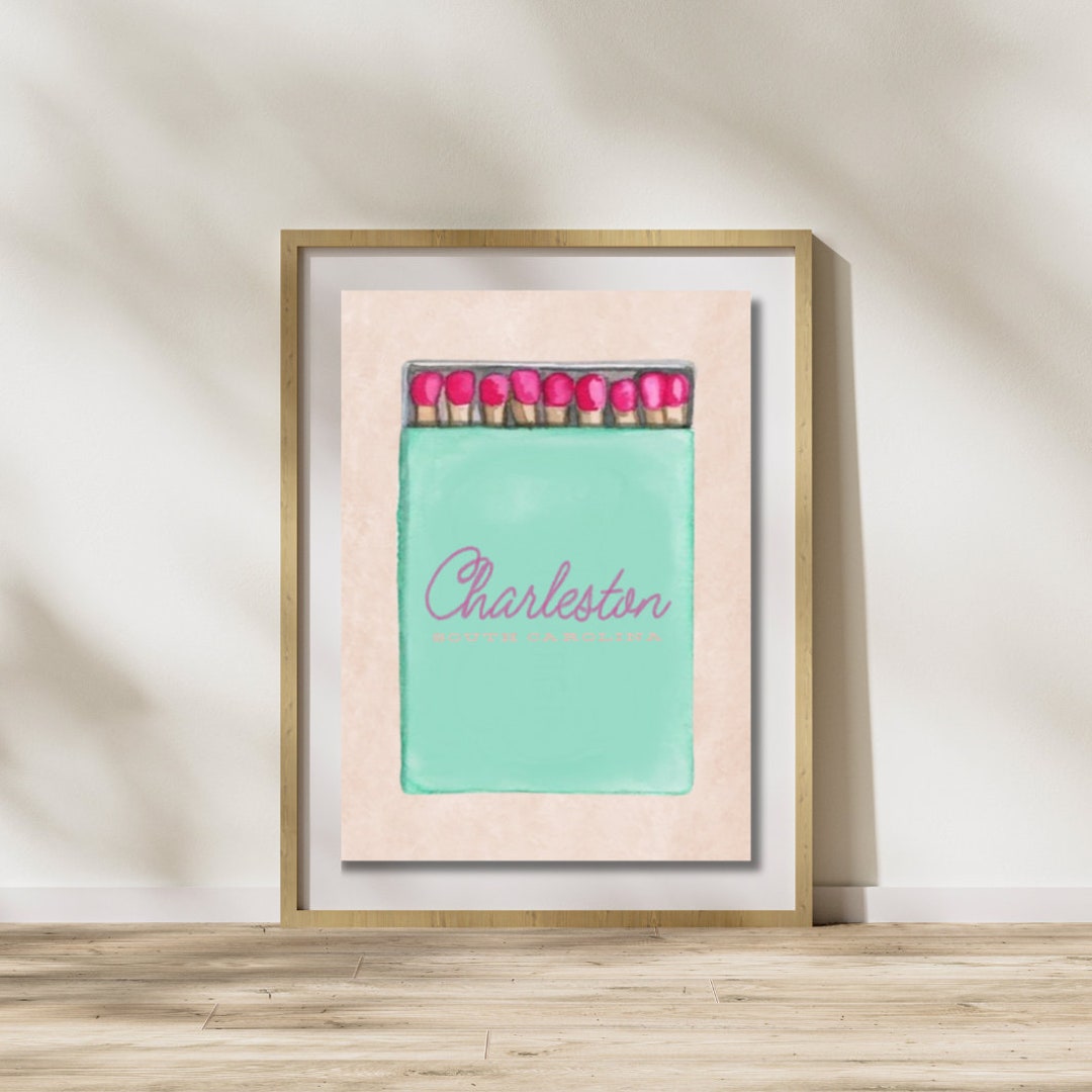 Charleston Matchbox Print Watercolor Wall Poster Customized City Art ...