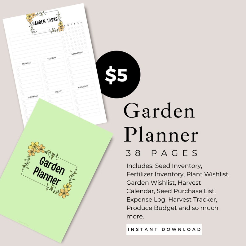 Printable Garden Planner, Garden Planning, Printable, Floral Printable, Garden Printable ...
