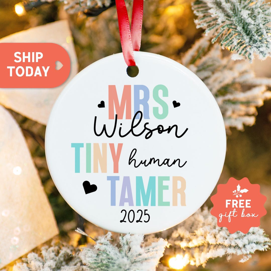 Personalized Tiny Human Tamer Ornament, Daycare Teacher Ornament ...
