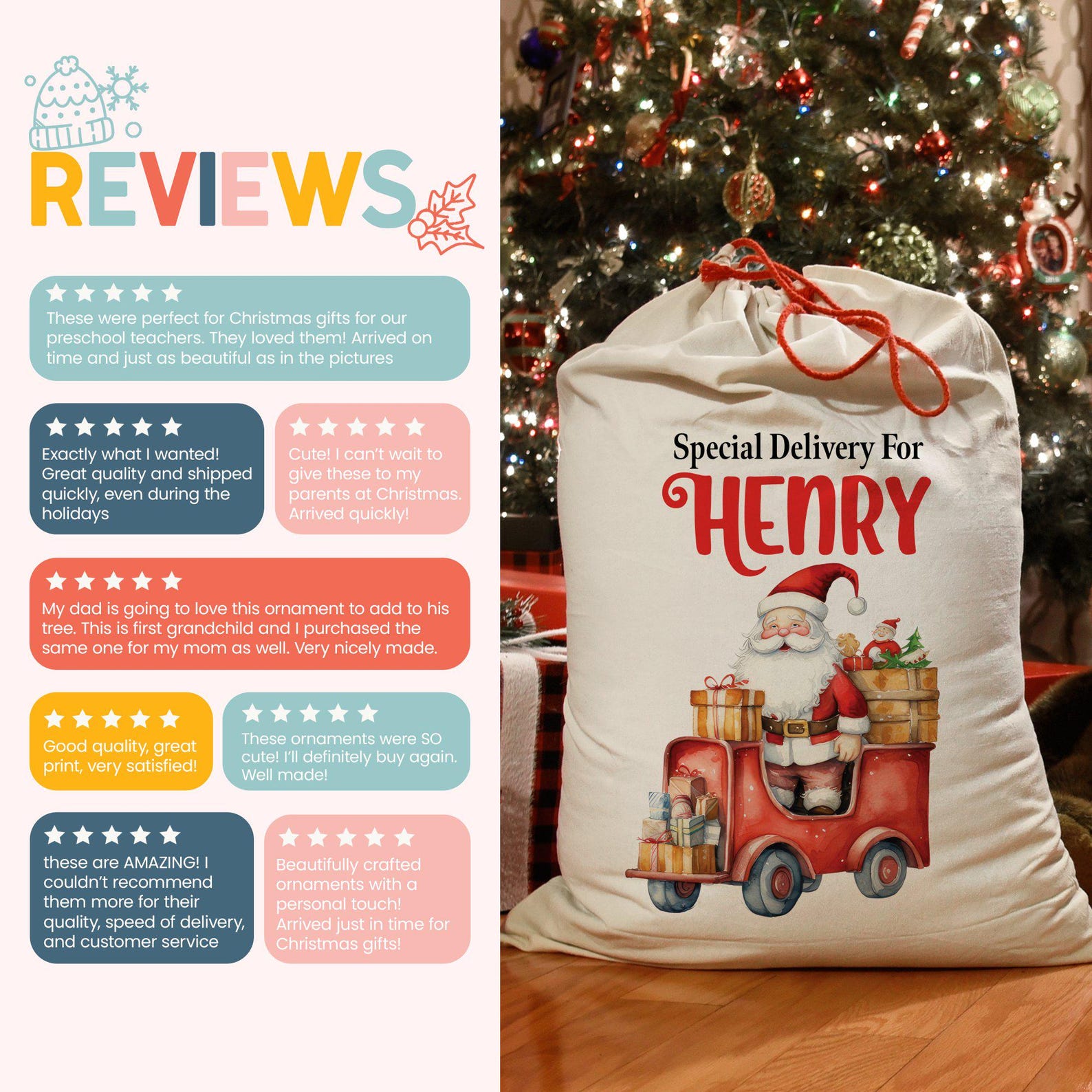 Christmas Santa Gift Bags, Custom Holiday Delivery Gift Bags ...