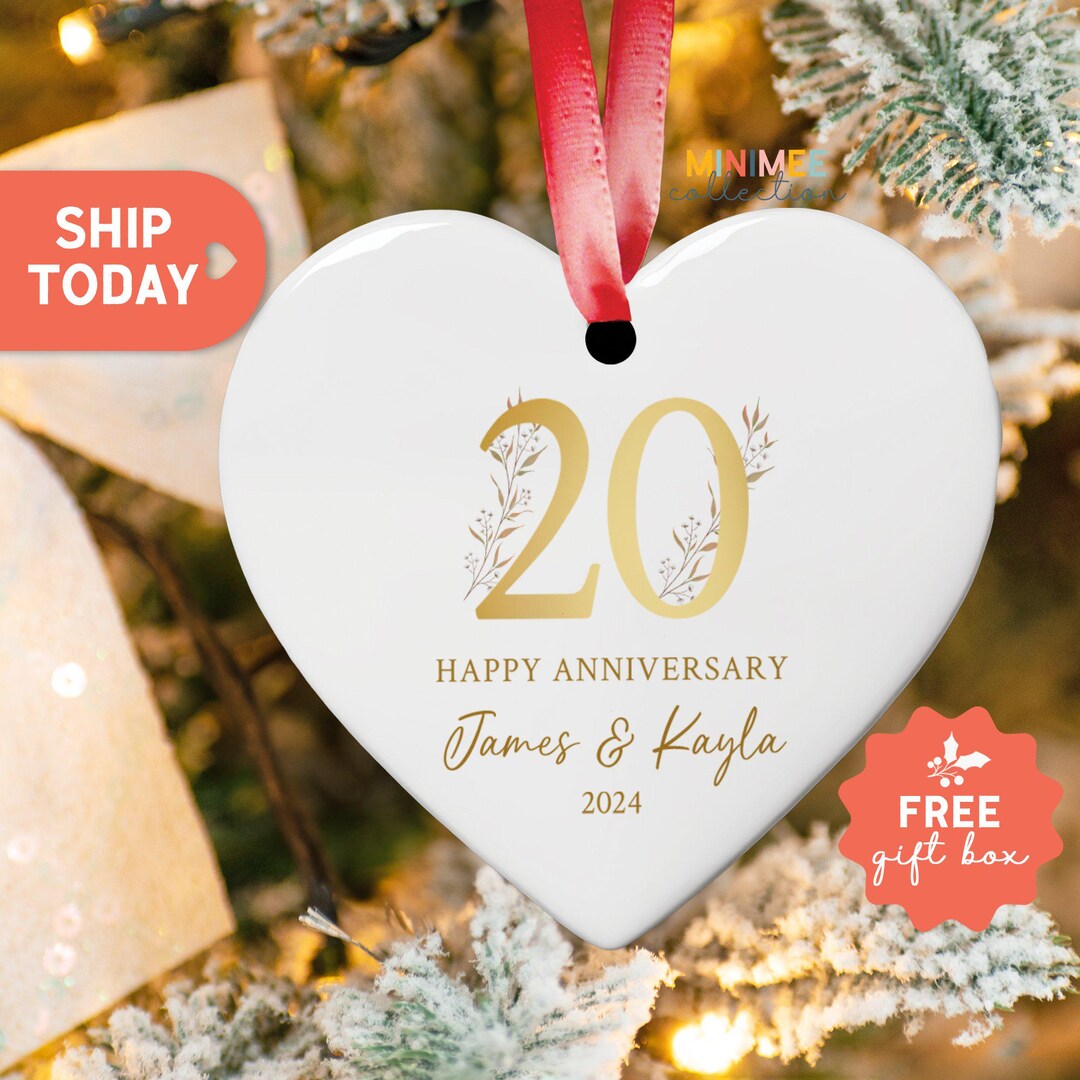 Happy 20 Year Anniversary Ornament, Wedding Anniversary Gift for ...