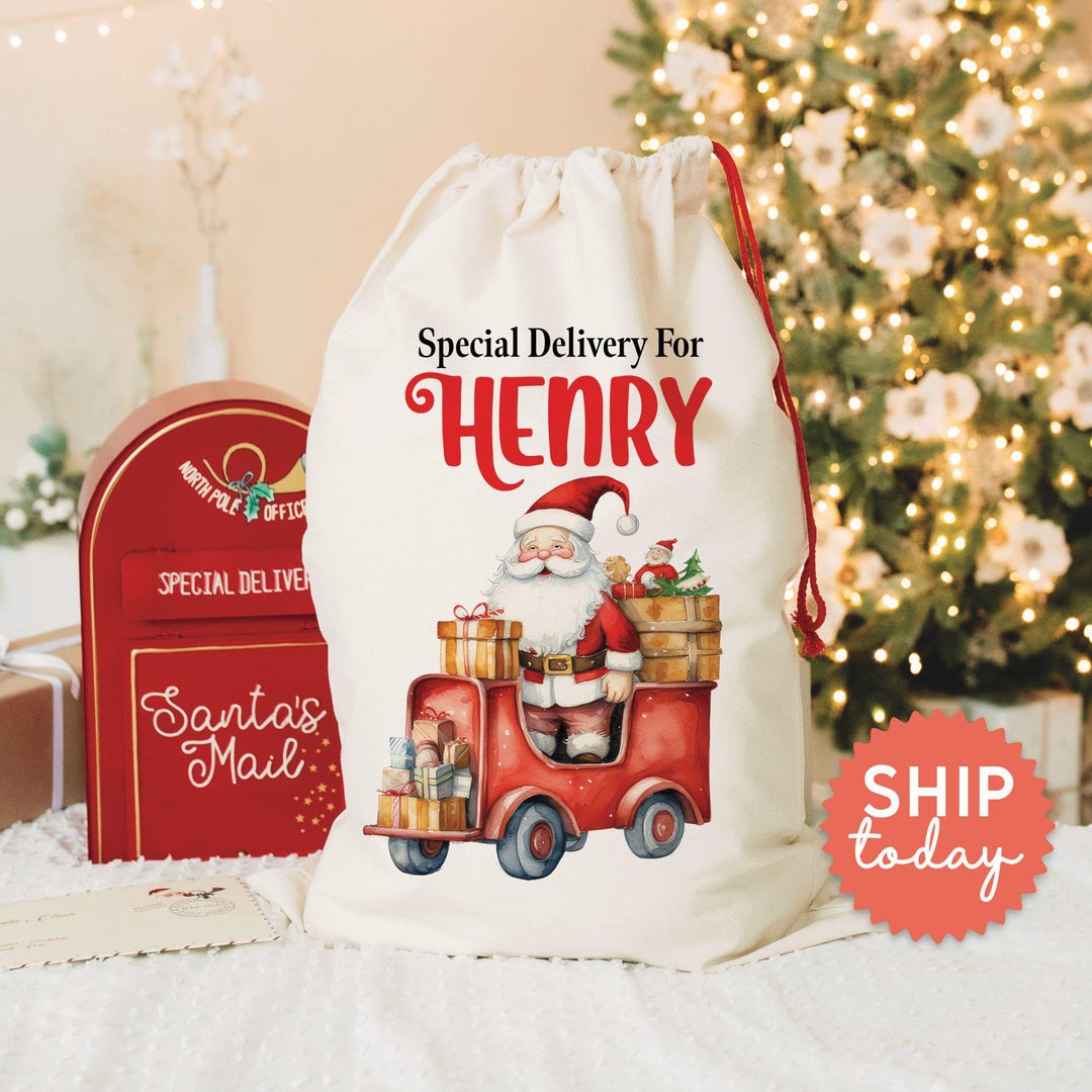 Christmas Santa Gift Bags, Custom Holiday Delivery Gift Bags ...