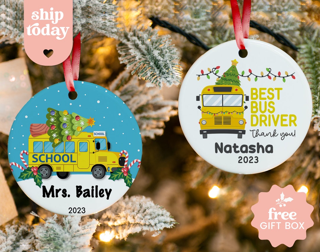 Personalized Bus Driver Ornament, Custom School Bus Driver Christmas ...