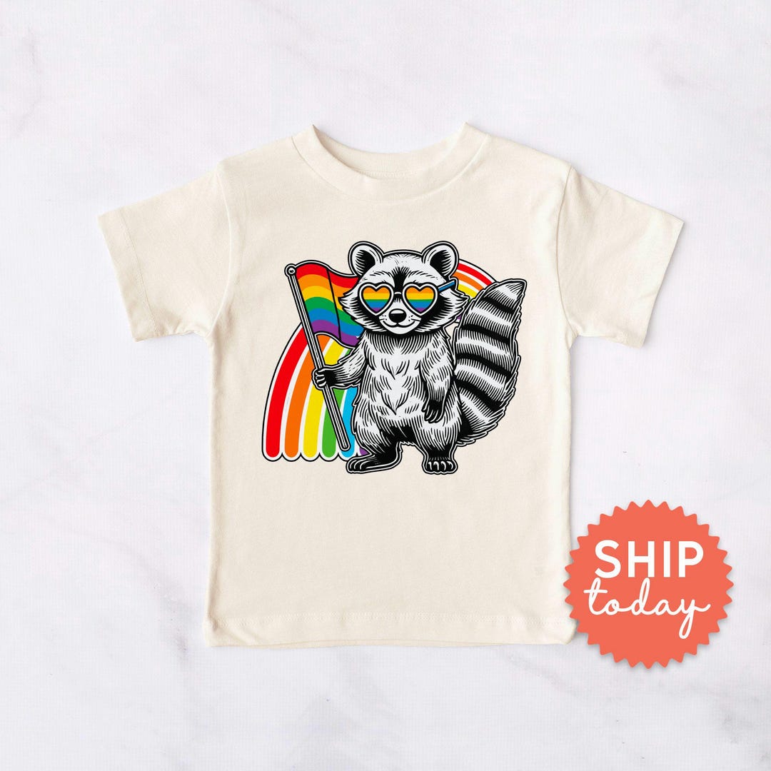 Pride Raccoon Toddler Shirt, Rainbow Flag Shirt for Kids, LGBTQ+ ...