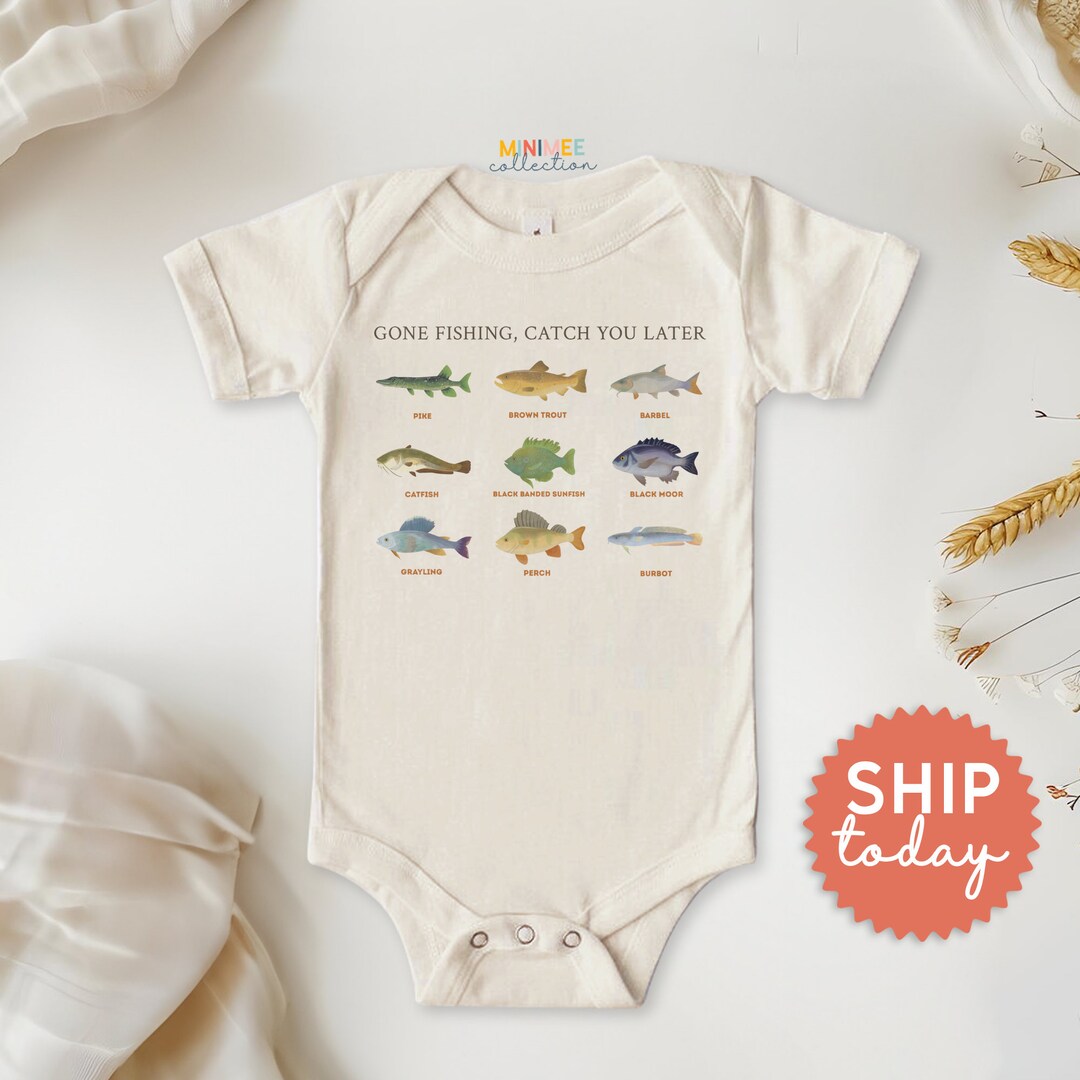 Gone Fishing, Catch You Later Onesies® Brand, Cute Fisher Baby Bodysuit ...