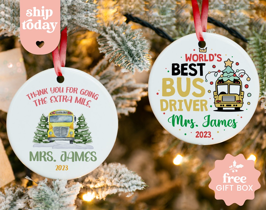Personalized Bus Driver Ornament, Santa's Favorite, Yellow Bus ...