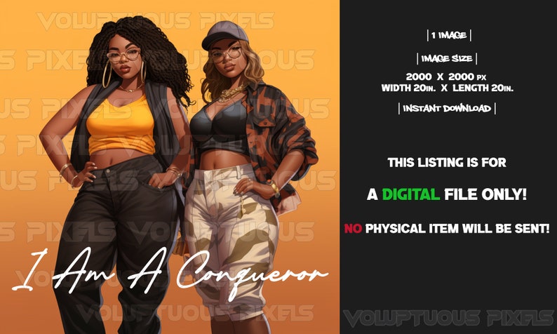 I AM A CONQUEROR Affirmations Empowering Black Clipart - Etsy UK