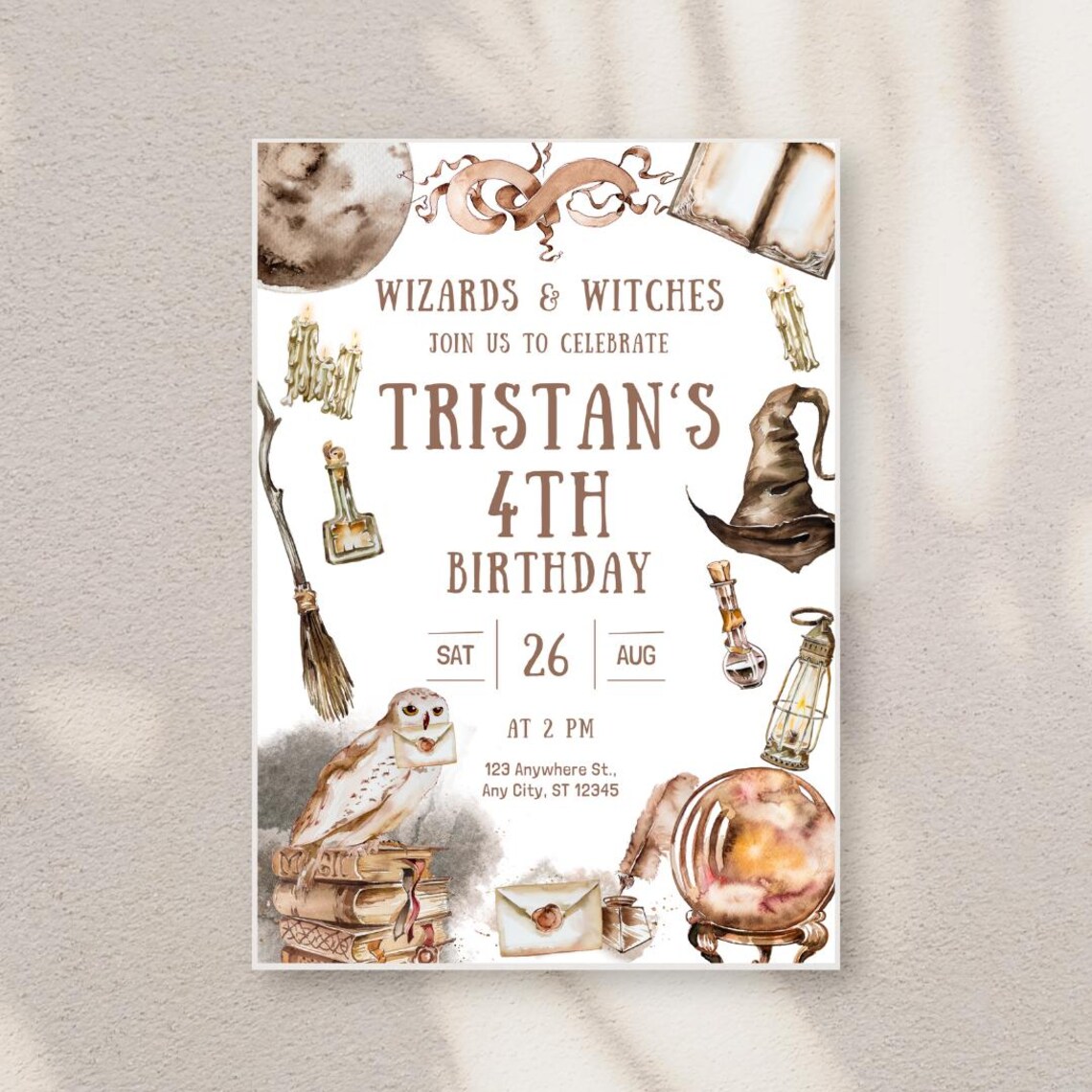 Editable Wizard Birthday Invitation Magical Witches Birthday Party ...