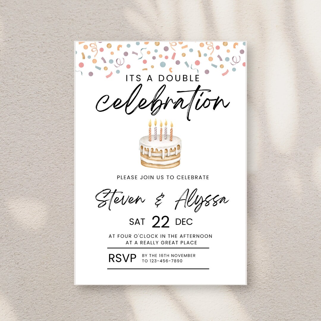 Editable Double Joint Birthday Adult Coed Celebration Download Digital ...