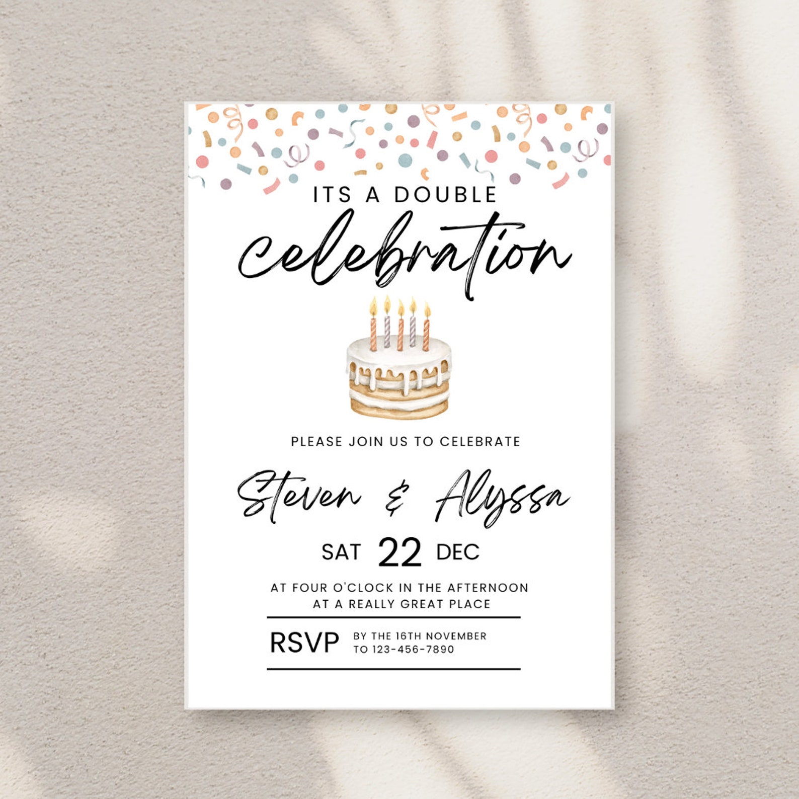 Editable Double Joint Birthday Adult Coed Celebration Download Digital ...