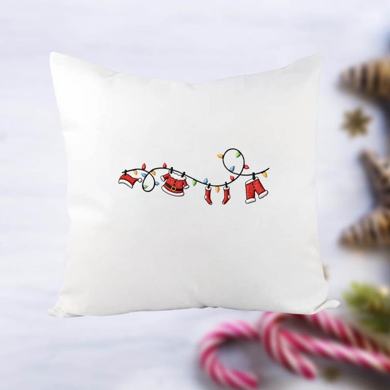 Christmas Lights Embroidery Design, Holiday String Lights Machine ...