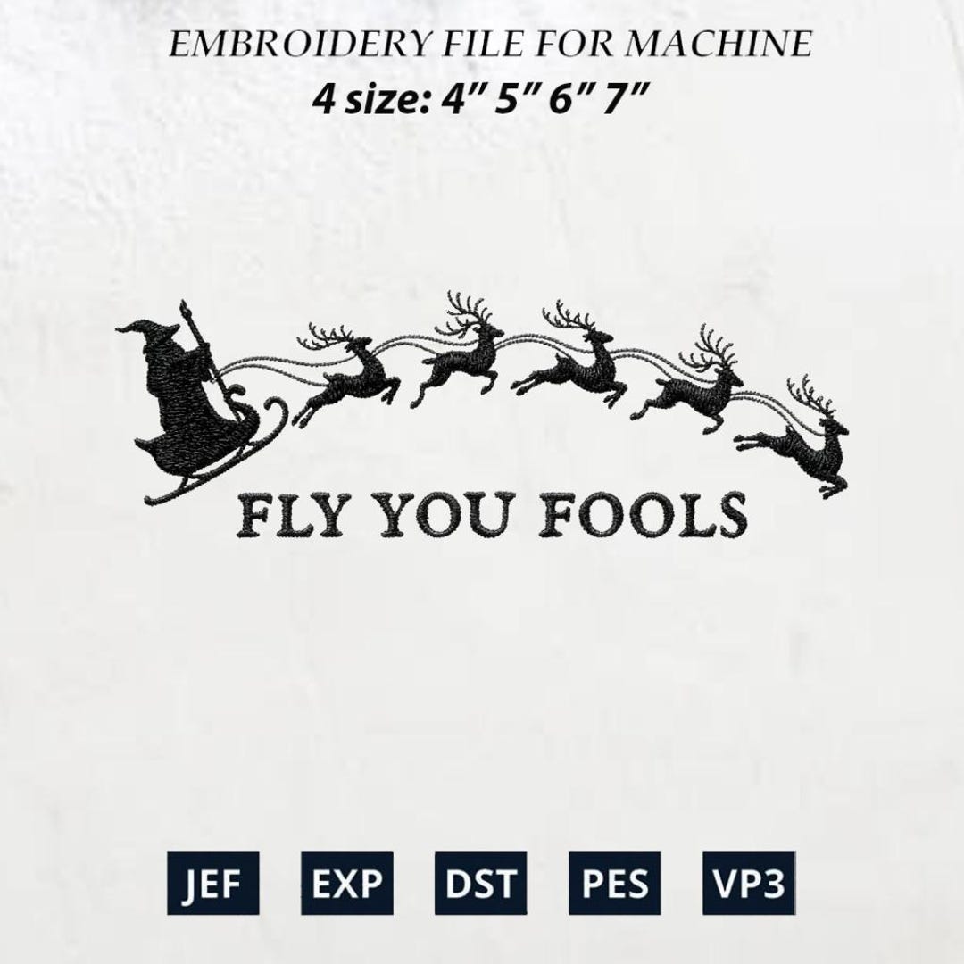 Embroidered Fly You Fools Funny Christmas LOTR Design, Gandalf Reindeer ...