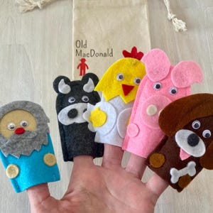 Old Macdonald Had a Farm Felt Finger Puppets, Group Time Singing ...