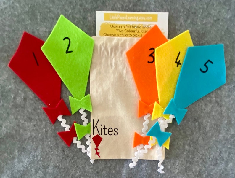 Five Colourful Kites Felt Set for Group Time and Individual Play - Etsy