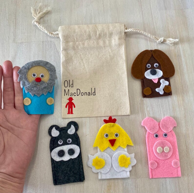 Old Macdonald Had a Farm Felt Finger Puppets, Group Time Singing ...