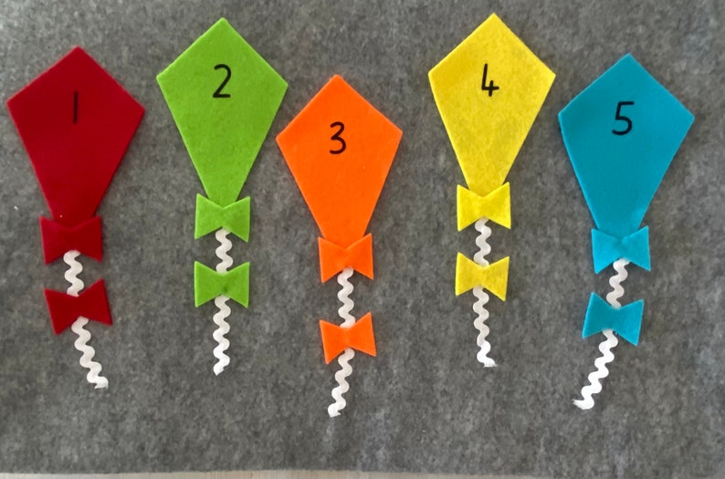 Five Colourful Kites Felt Set for Group Time and Individual Play - Etsy