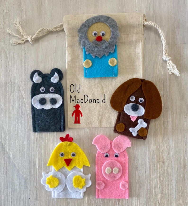Old Macdonald Had a Farm Felt Finger Puppets, Group Time Singing ...
