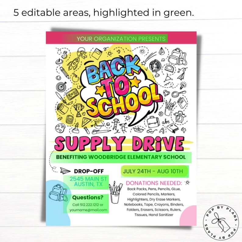 EDITABLE School Supply Drive Flyer Printable PTA PTO Flyer - Etsy EDITABLE School Supply Drive Flyer Printable PTA PTO Flyer - Etsy