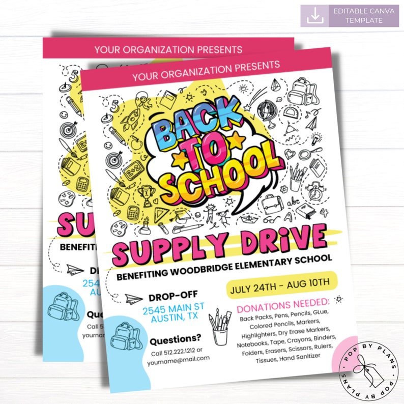 EDITABLE School Supply Drive Flyer Printable PTA PTO Flyer - Etsy EDITABLE School Supply Drive Flyer Printable PTA PTO Flyer - Etsy