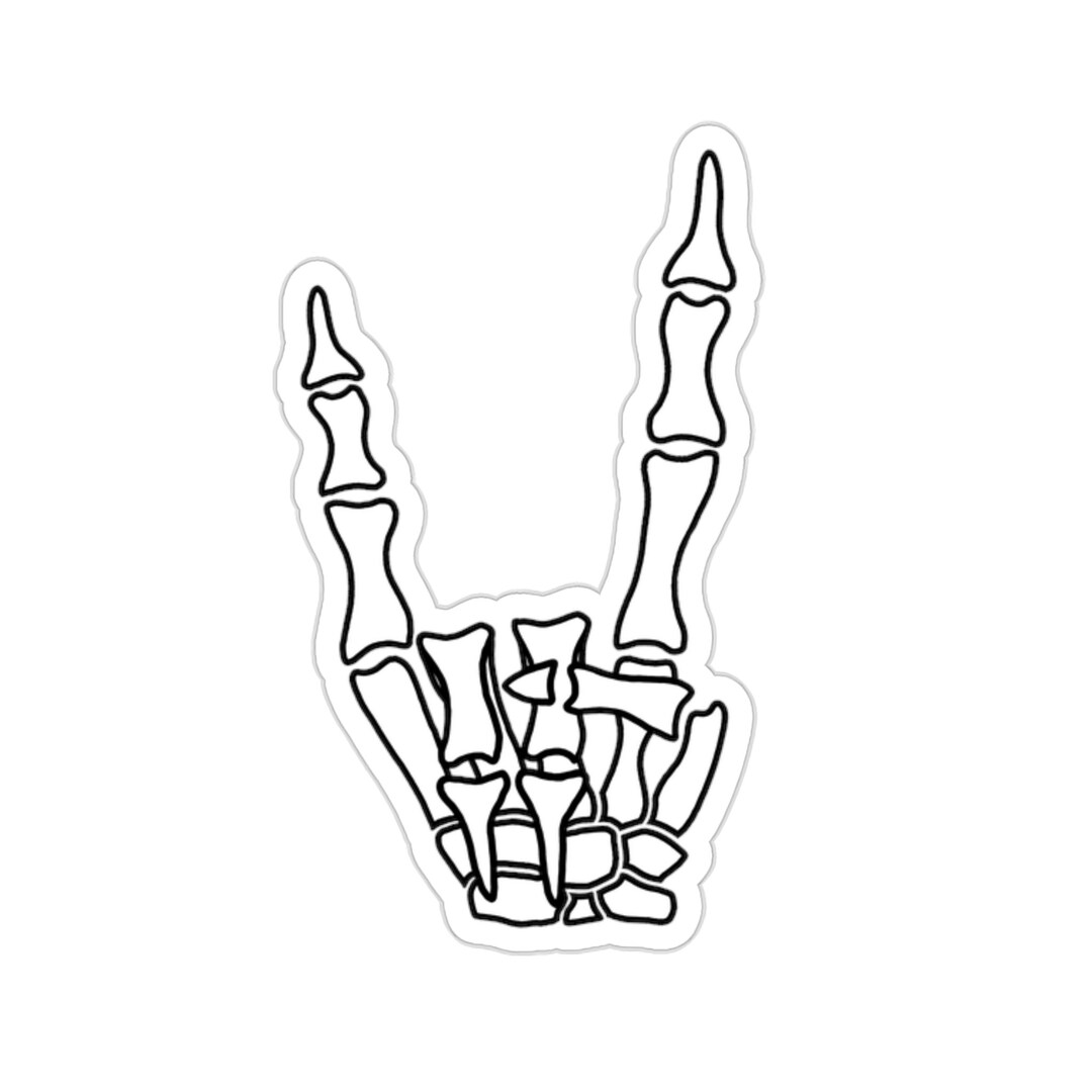 Skeleton Devil Horns Sticker Skeleton Hand Sticker - Etsy