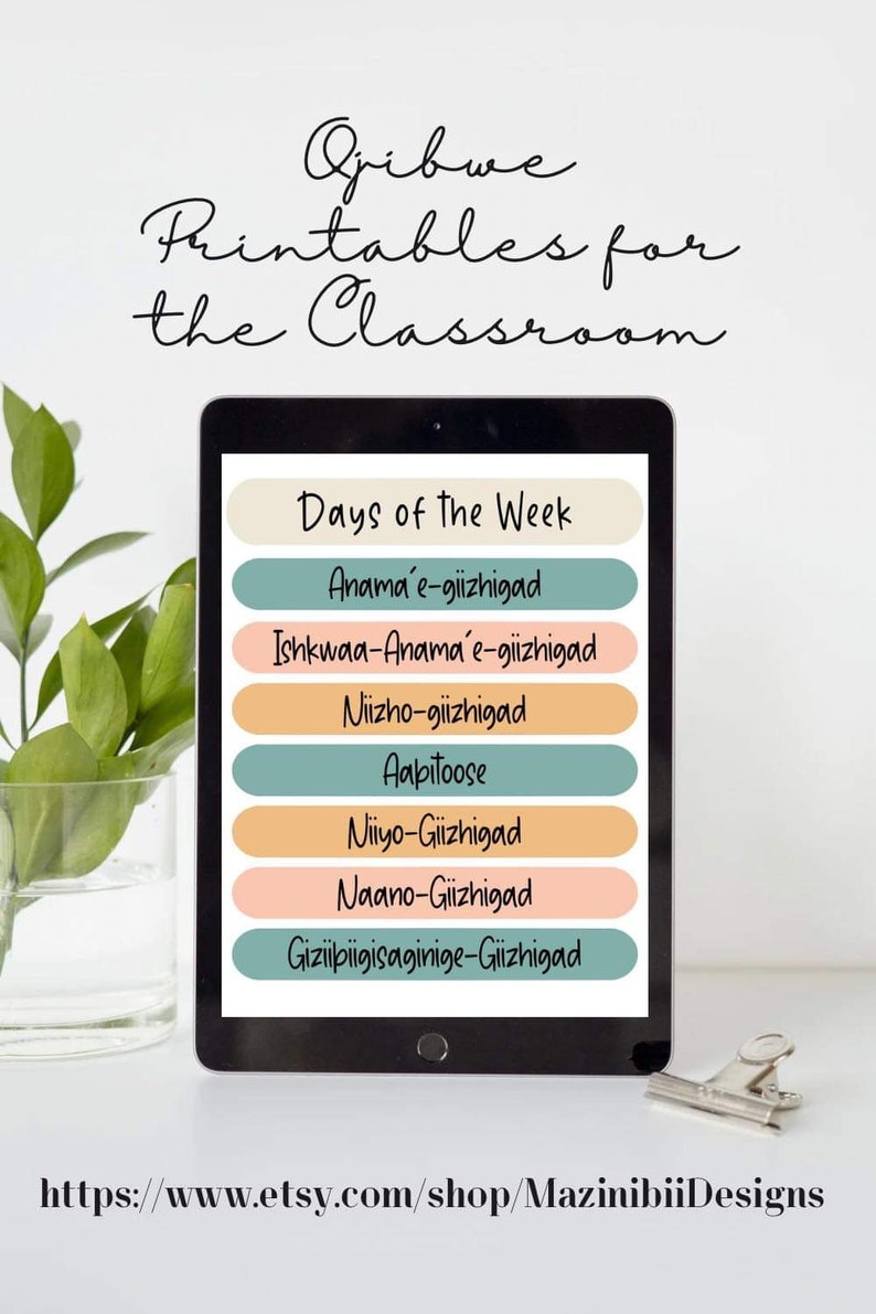 Ojibwe Classroom Printables Days of the Week by Mazinibiidesigns 4 ...