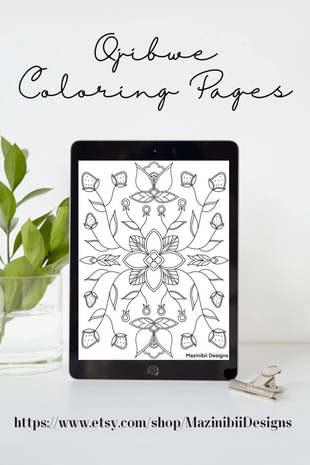 Printable Ojibwe Floral Coloring Pages by Mazinibiidesigns 2 Pages ...