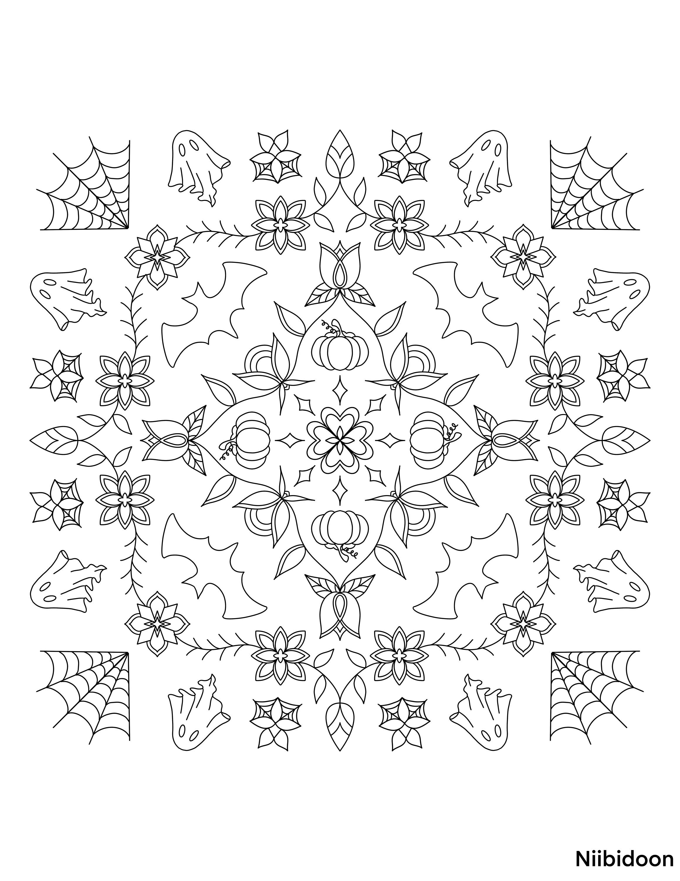 Printable Halloween Ojibwe Floral Coloring Pages by Mazinibiidesigns 3 ...